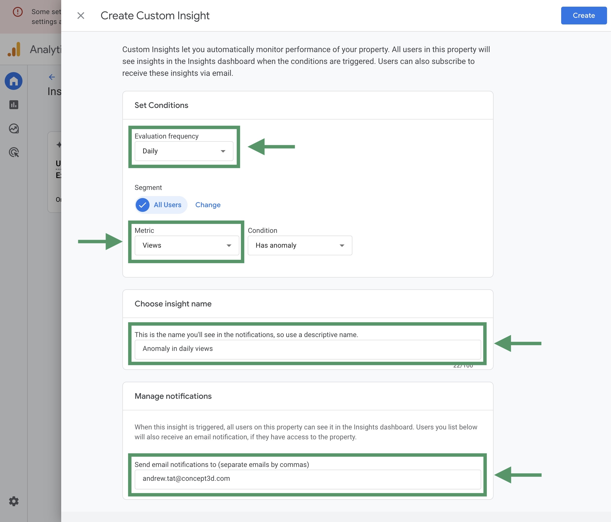 Setting up Google Analytics 4 Alerts – Concept3D Help