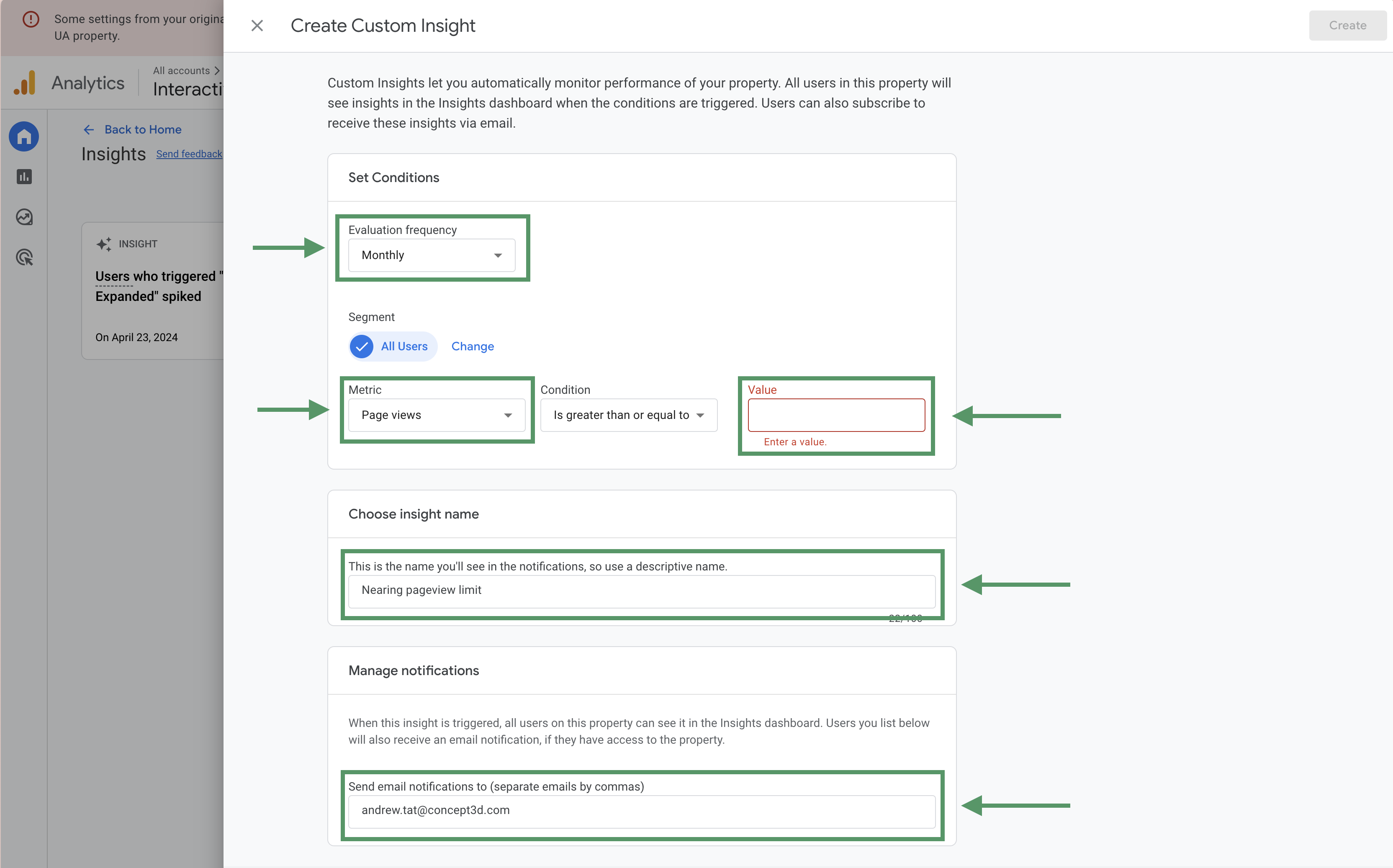 Setting up Google Analytics 4 Alerts – Concept3D Help