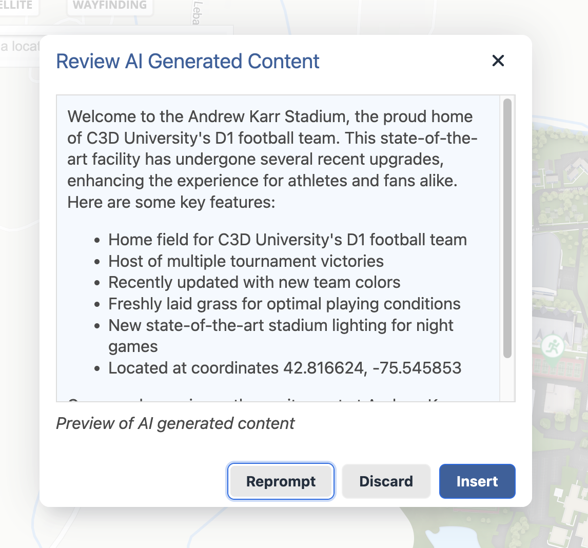 Using AI to Generate Descriptions in the Map CMS – Concept3D Help